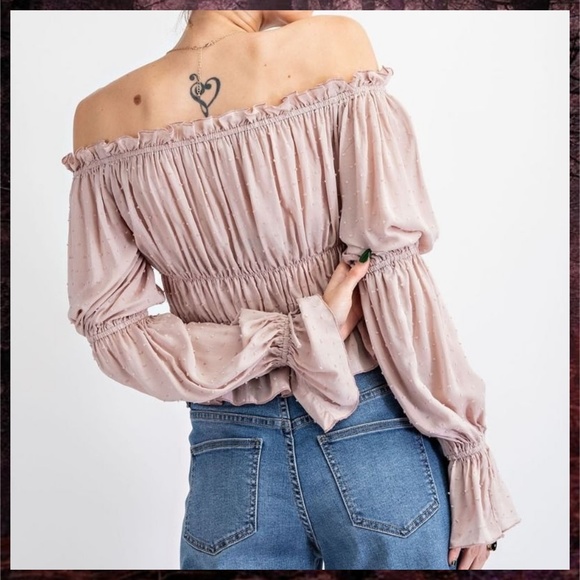 easel | Tops | Easel Sweeten Up Sexy Swiss Dot Silklike Off Shoulder ...